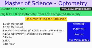 MSc Optometry Course Details,Eligibility,Fees Details 2019-20