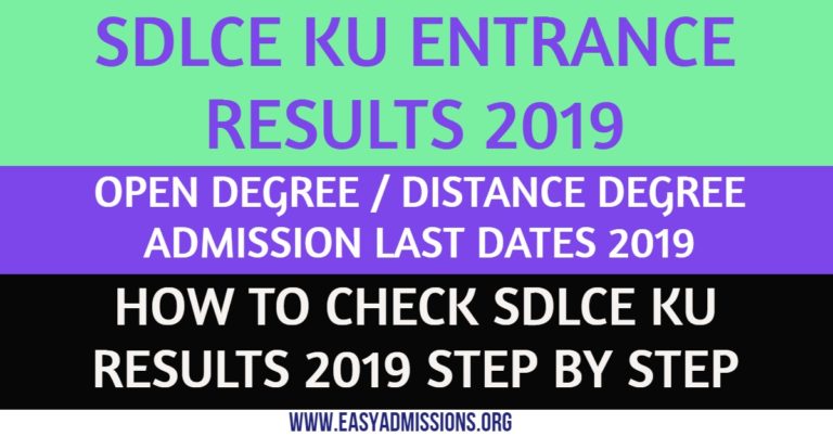 SDLCE KU Entrance Results 2019 | 7 Steps to Follow for KU Admissions