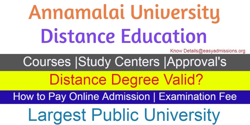 Annamalai University Distance Education Courses Admissions 2019